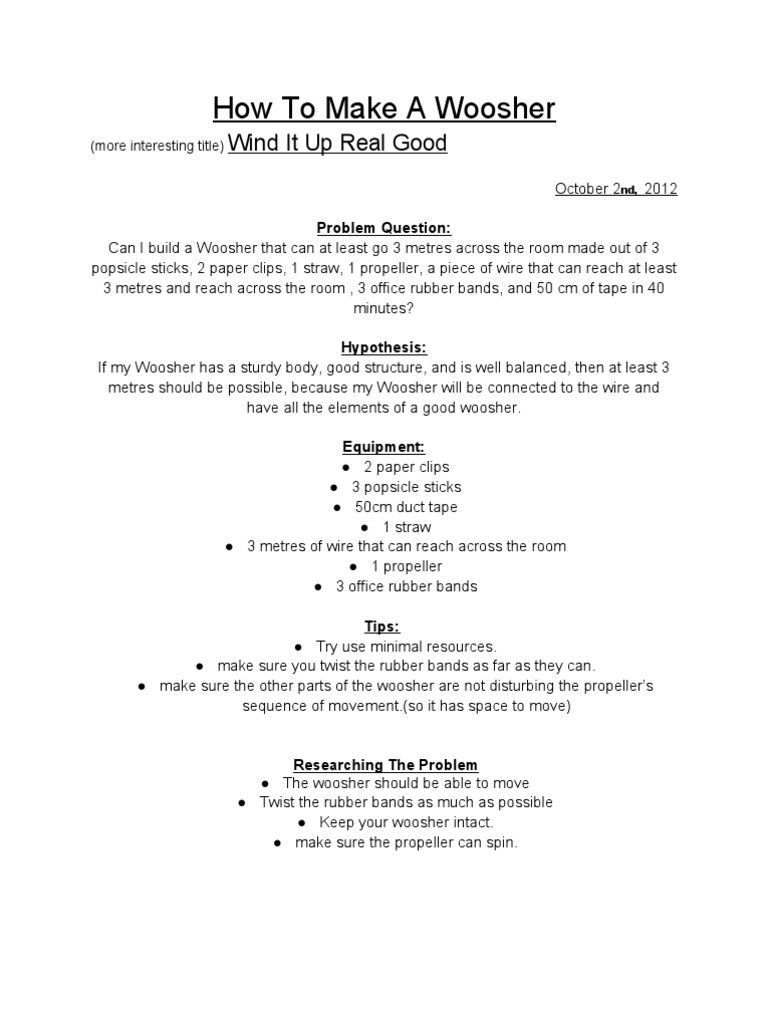 Woosher Write Up - Grade 6 | PDF | Propeller | Natural Rubber
