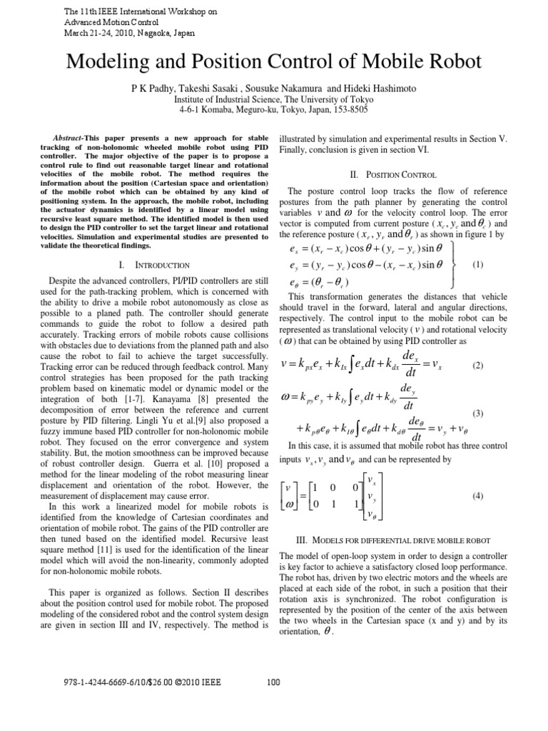 Modeling and Position Control of Mobile Robot | PDF | Control Theory | Trigonometric Functions
