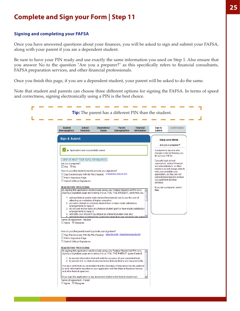 FAFSA Help Step 11 - Complete and Sign | PDF
