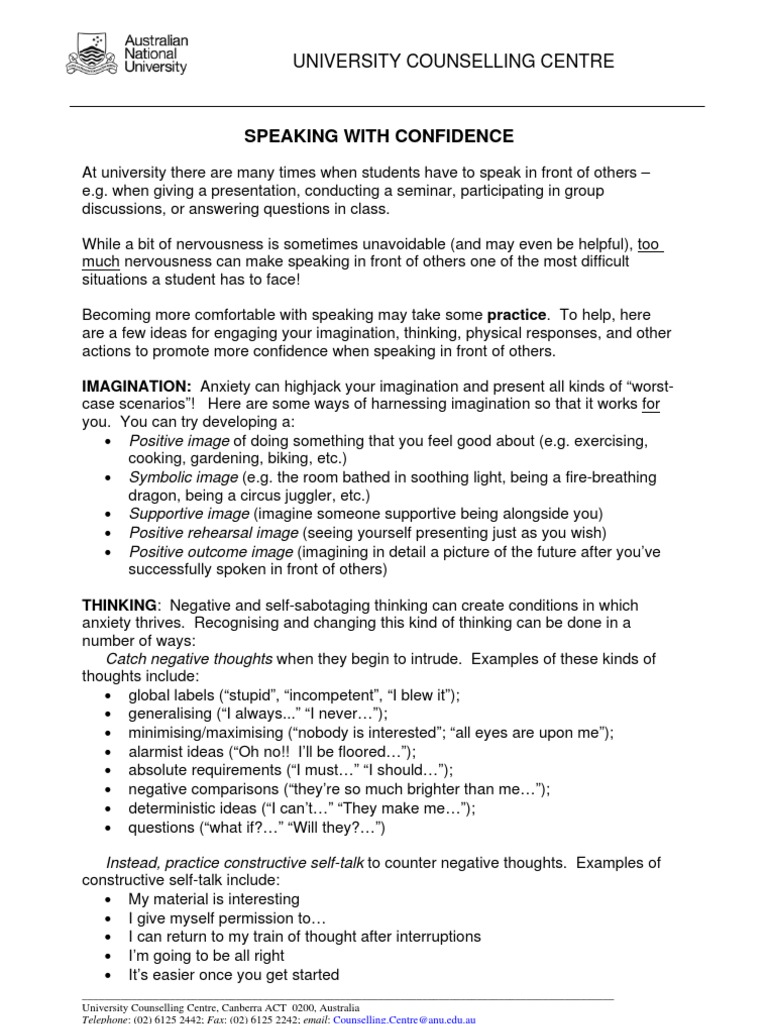 Boost Your Confidence in Speaking | PDF | Anxiety | Relaxation (Psychology)