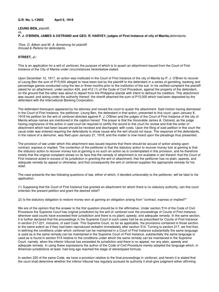 Oblicon Cases | PDF | Certiorari | Common Law