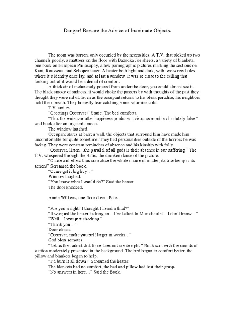 Danger Beware The Advice of Inanimate Objects | PDF | Science ...