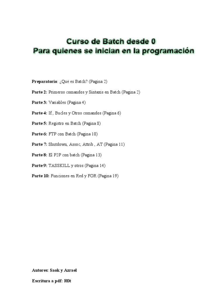 Manual de Comandos Batch en Español | PDF | Protocolo de transferencia ...