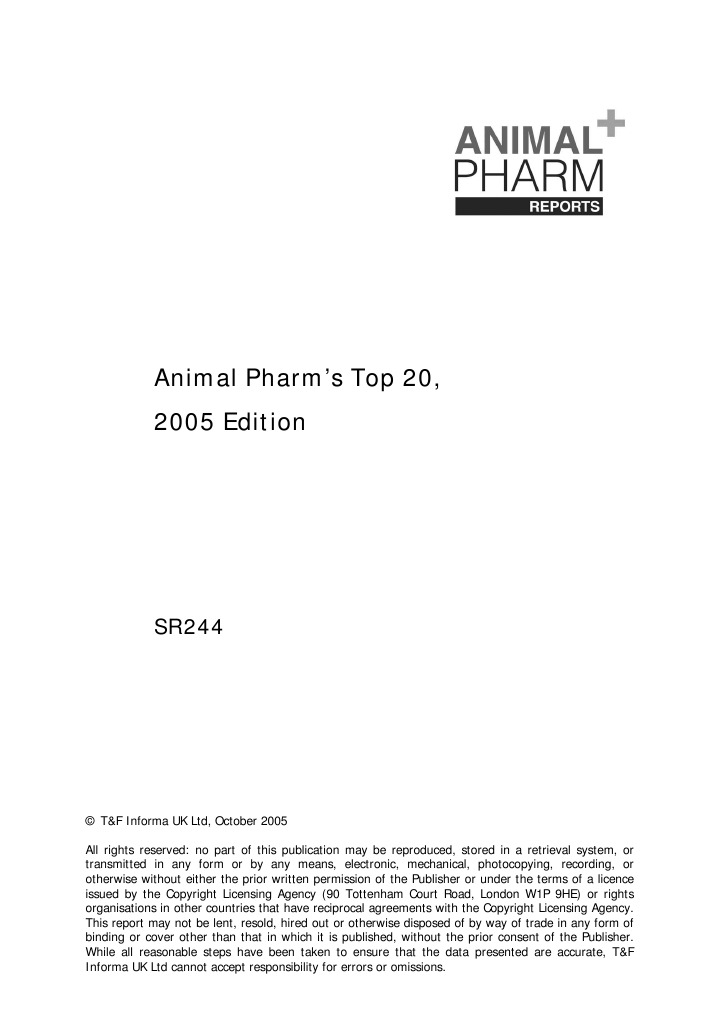 Animal Pharm Top20 - Reports | PDF | Sanofi | Euro