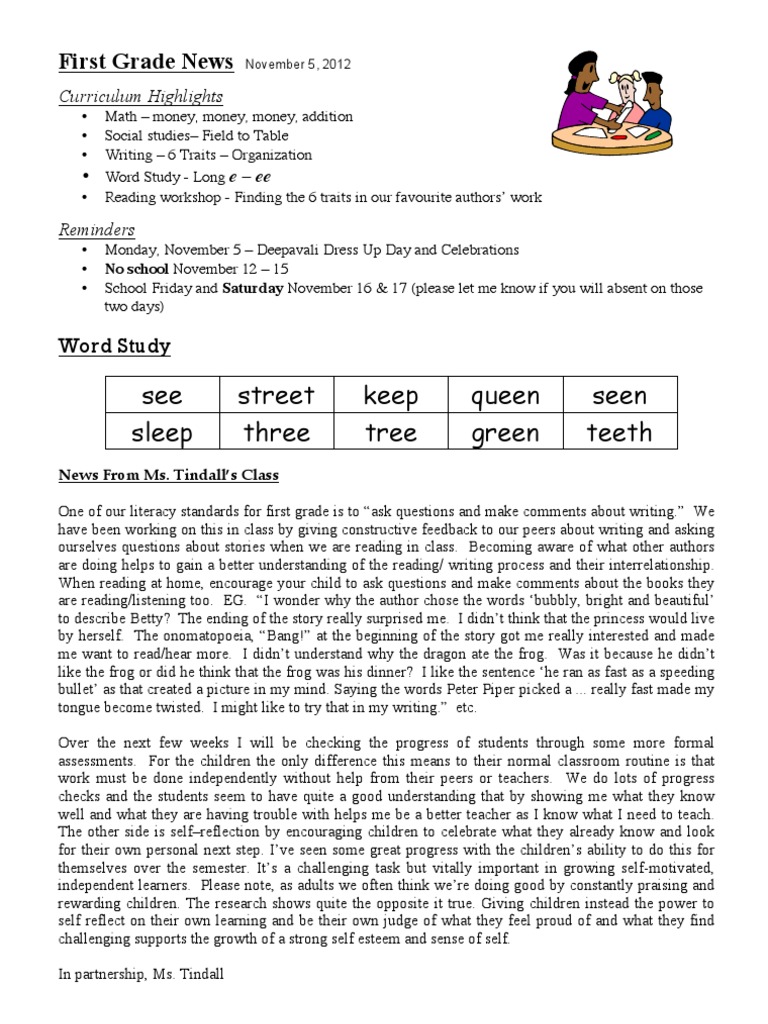 First Grade Curriculum Update November 2012 | PDF
