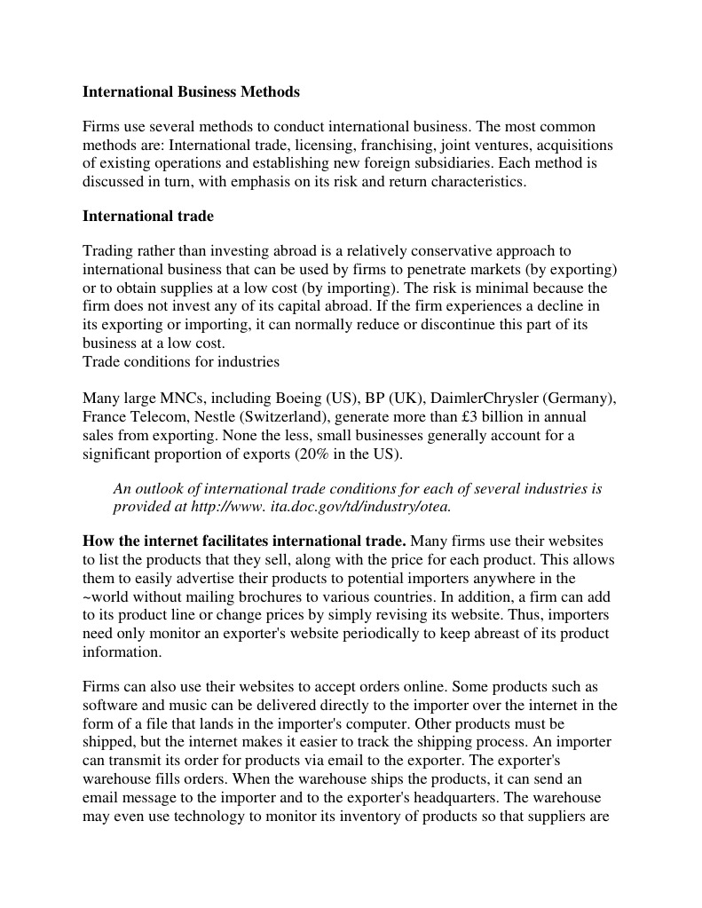 International Business Methods Overview | PDF | International Business ...