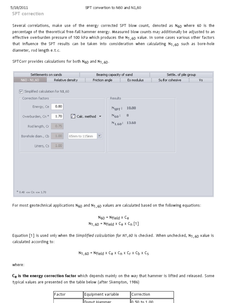 SPT Convertion To N60 and N1,60 | PDF | Physics | Teaching Mathematics
