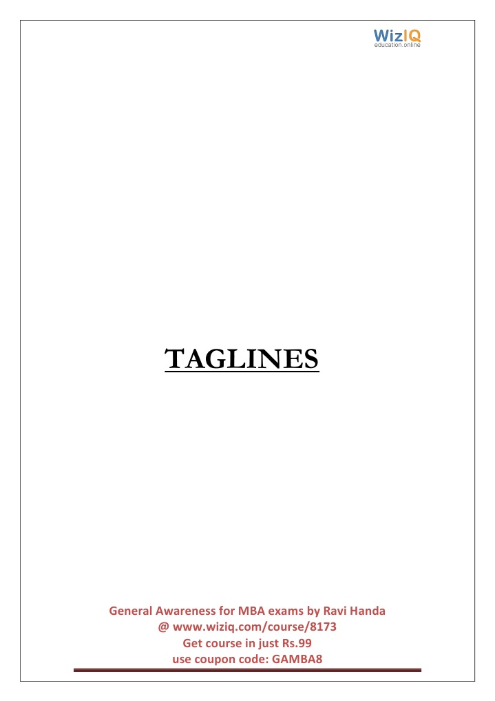 MBA Exam Taglines and Slogans Guide | PDF | Audi | Companies