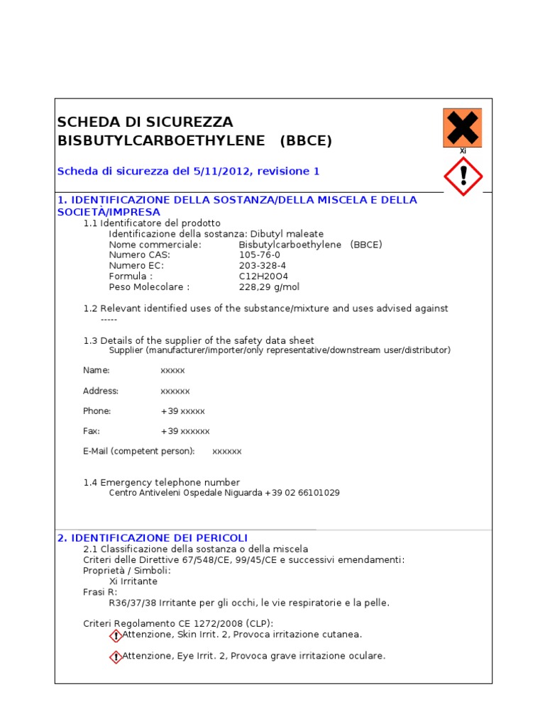 Scheda Sicurezza Italiano | PDF