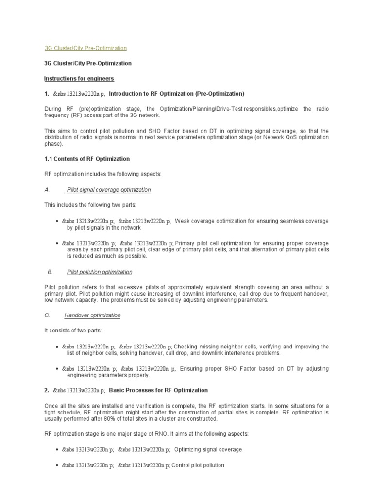 3G Cluster Pre-Optimization | PDF | Antenna (Radio) | Mathematical Optimization