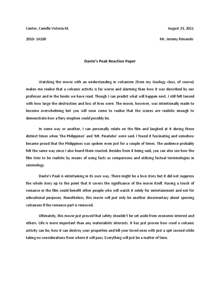  Reaction Paper About Volcanic Eruption Volcanic Eruption Paper 2022 