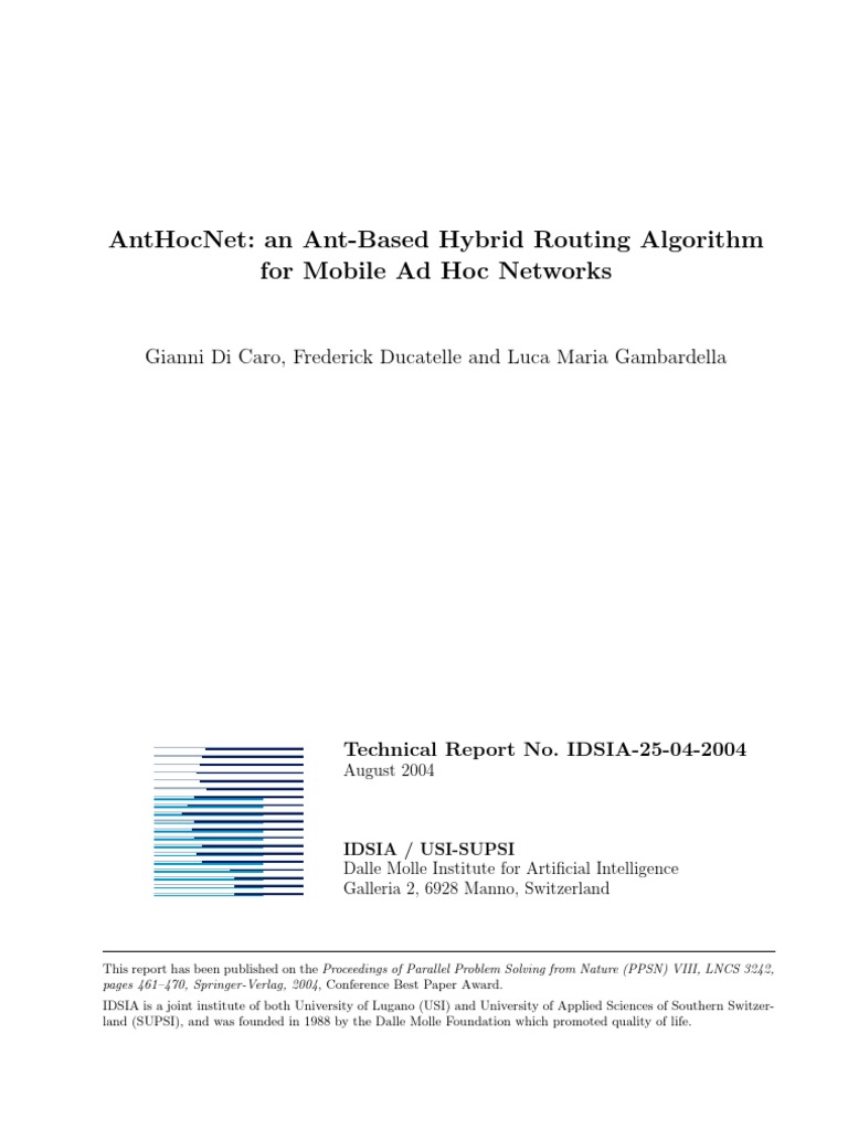 Anthocnet: An Ant-Based Hybrid Routing Algorithm For Mobile Ad Hoc ...