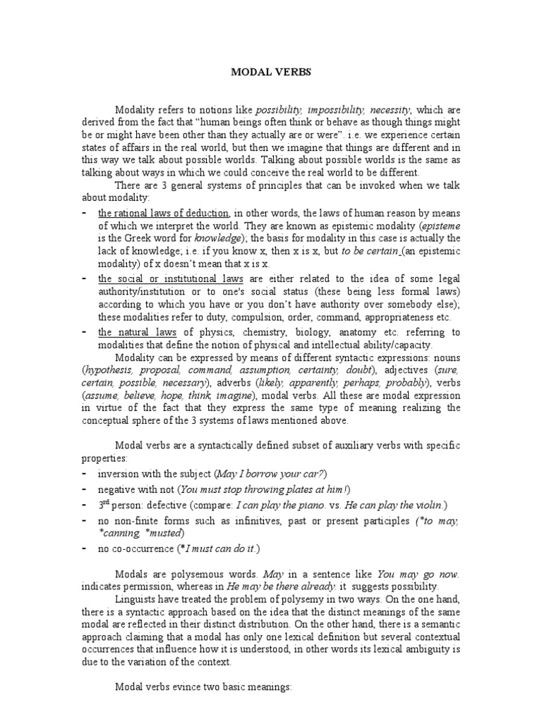 Modal Verbs | Download Free PDF | Modal Logic | Epistemology