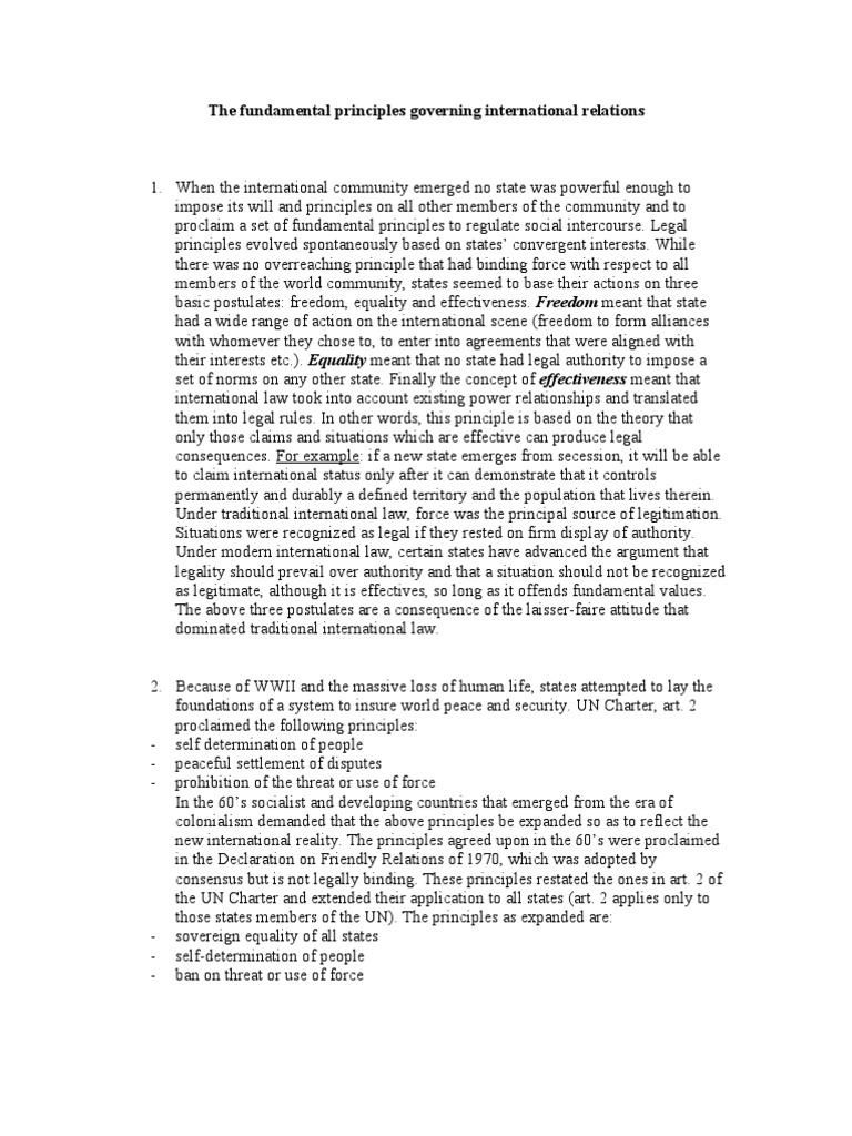 The Fundamental Principles Governing International Relations | PDF ...