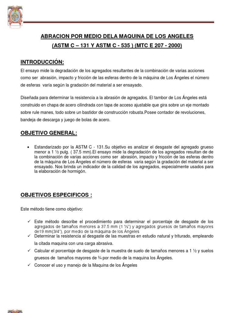 Determinación del porcentaje de desgaste de agregados gruesos mediante ...