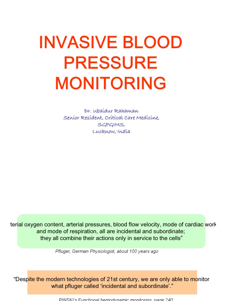 Invasive Blood Pressure Monitoring - Technical Consideration | PDF ...