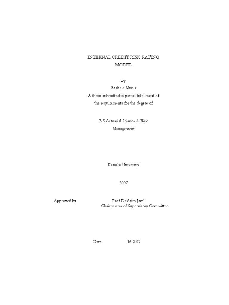 Internal Credit Risk Rating Model by Badar-E-Munir | PDF | Credit ...