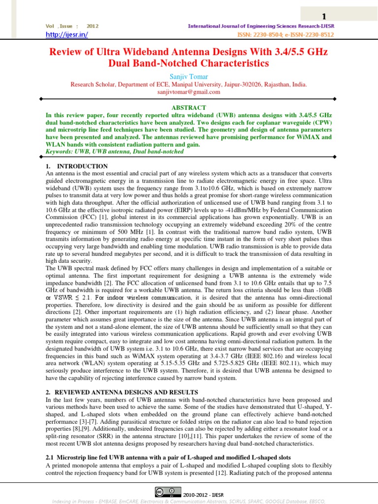Review of UWB Antenna Design | PDF | Ultra Wideband | Antenna (Radio)