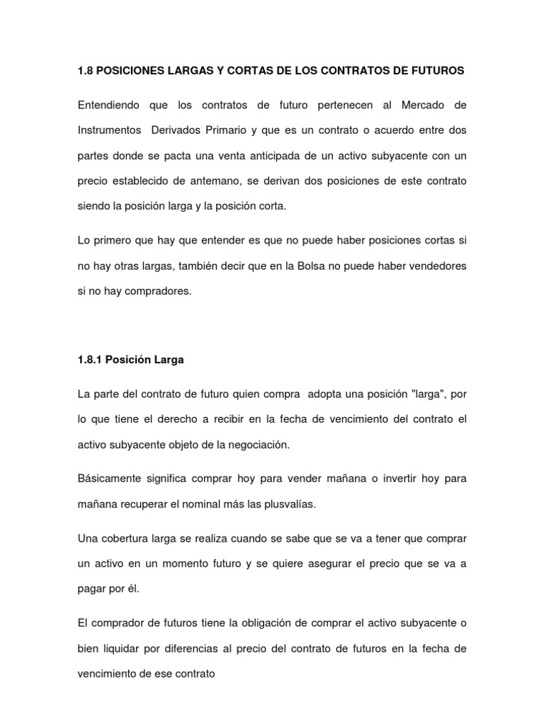Posiciones Largas y Cortas Contratos de Futuro M.M. | Descargar gratis PDF | Contratos futuros ...