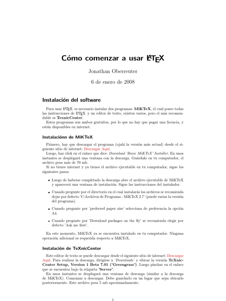 Guía para instalar MiKTeX y TeXnicCenter | PDF | Archivo de computadora ...