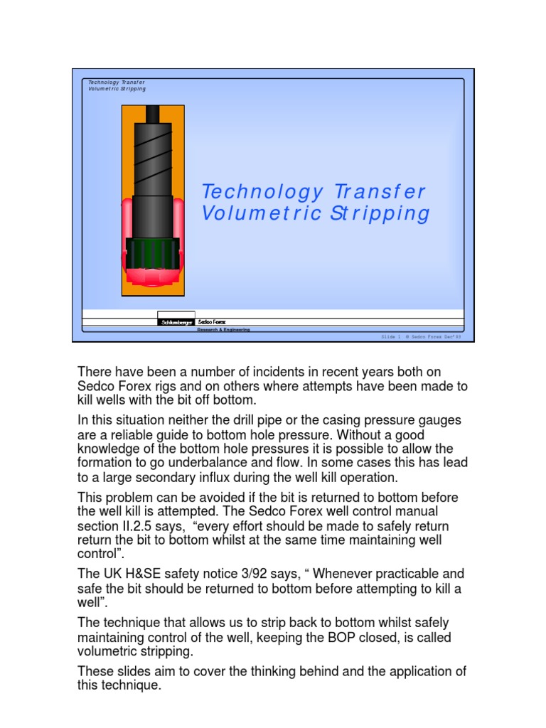 Technology Transfer Volumetric Stripping | PDF | Casing (Borehole ...