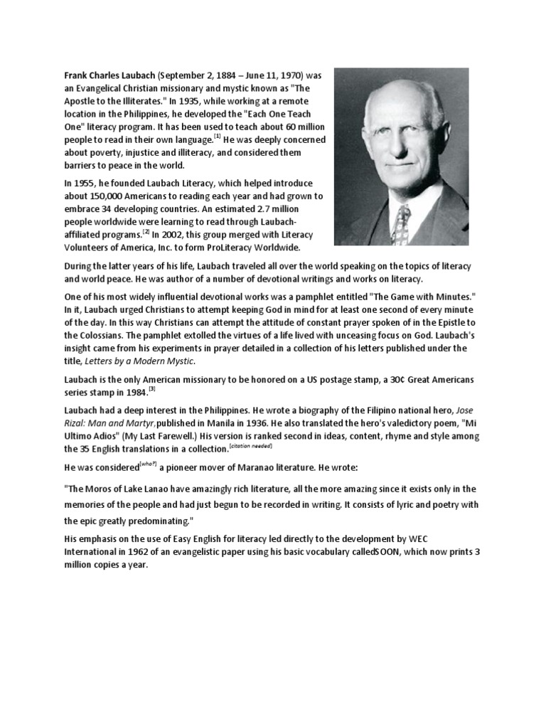 Frank Charles Laubach | Download Free PDF | Literacy | Philippines