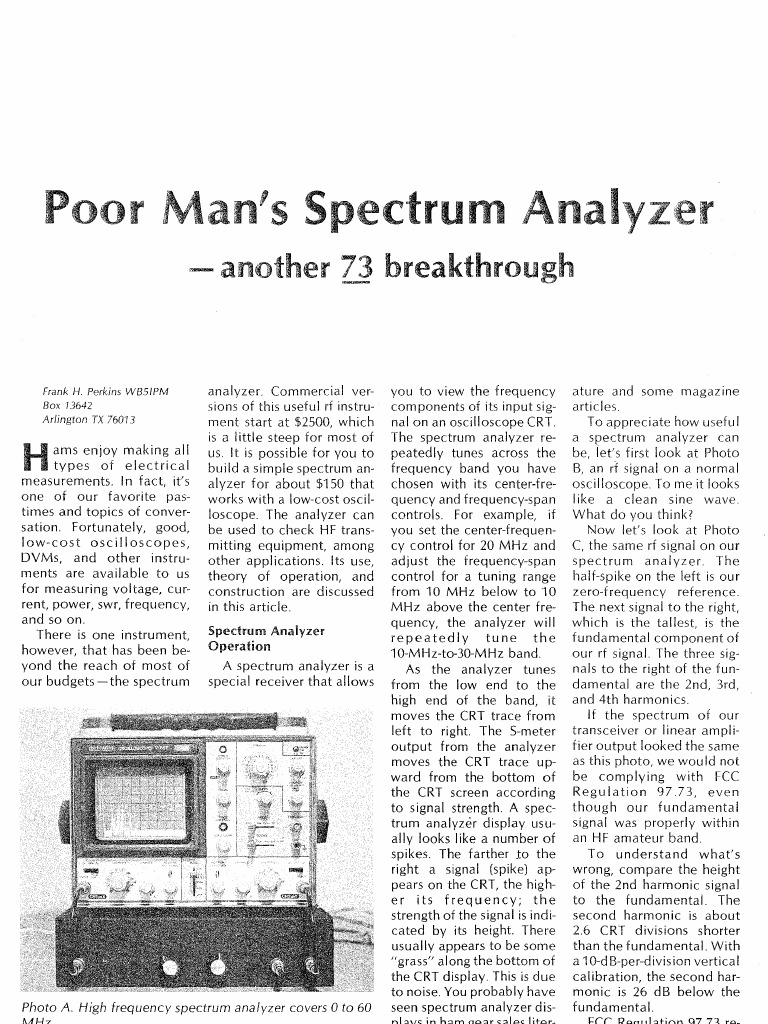 Poor Mans Spectrum Analyzer Pdf Amplifier Detector Radio