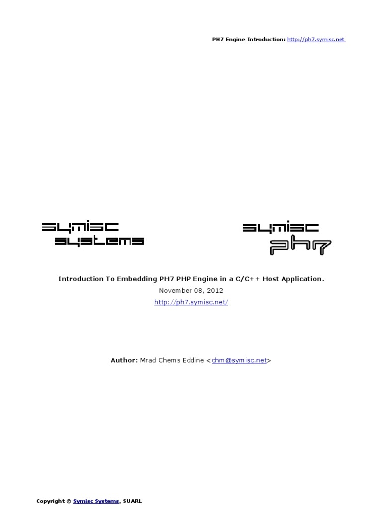 Introduction To Embedding Ph7 Php Engine In A Cc Host Application Pdf Php C