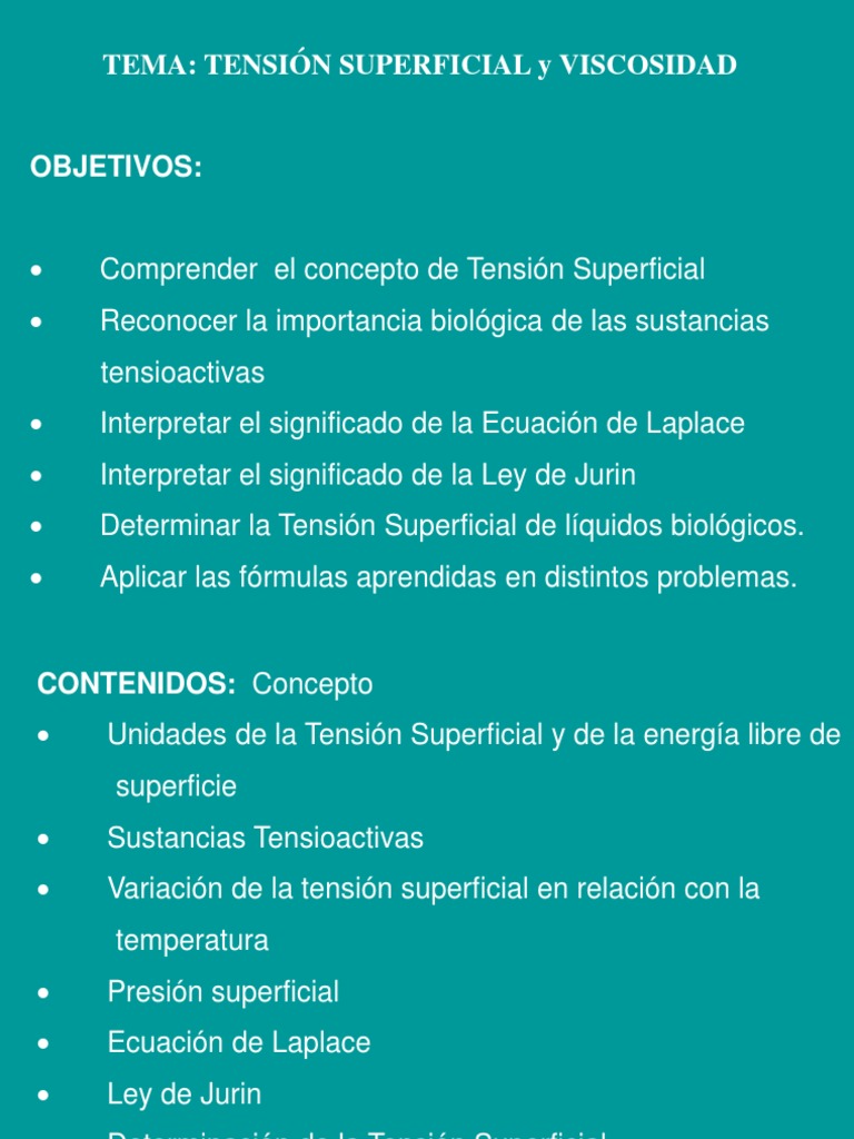Tensión Superficial y Viscosidad: Conceptos Clave | PDF | Tensión superficial | Líquidos
