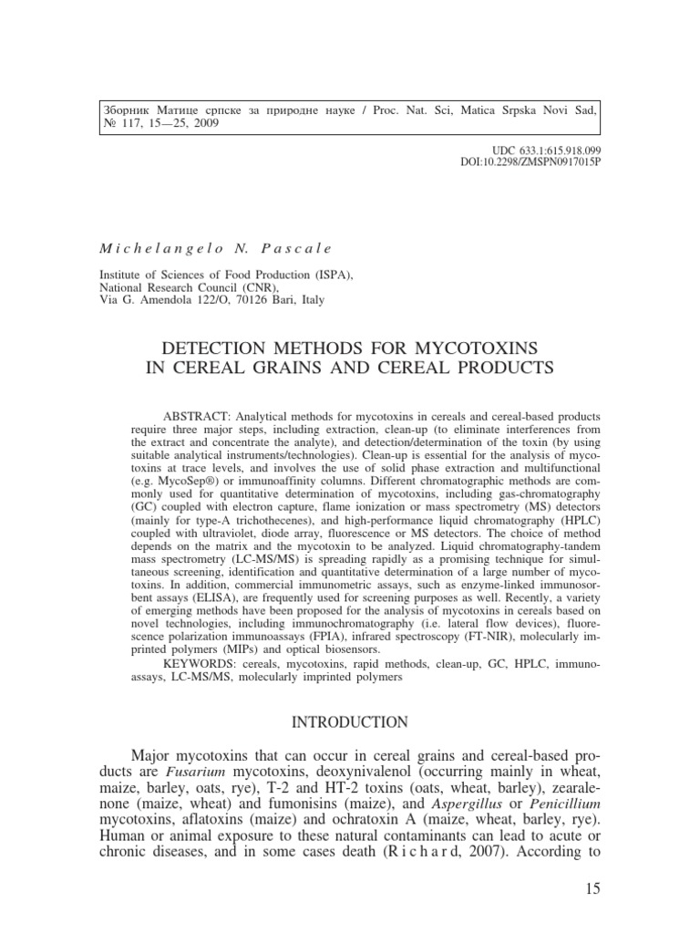 Detection Methods For Mycotoxins | PDF | Liquid Chromatography–Mass ...