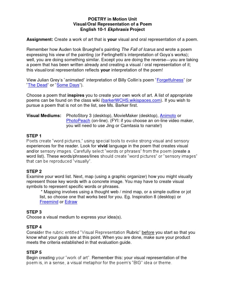 Poetry in Motion Visual Representation | PDF | Poetry | Nonverbal ...