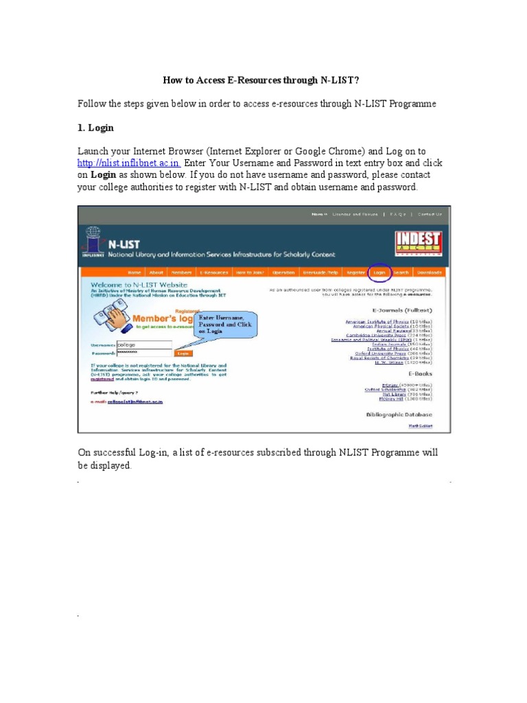 Access N-LIST E-Resources Guide | PDF