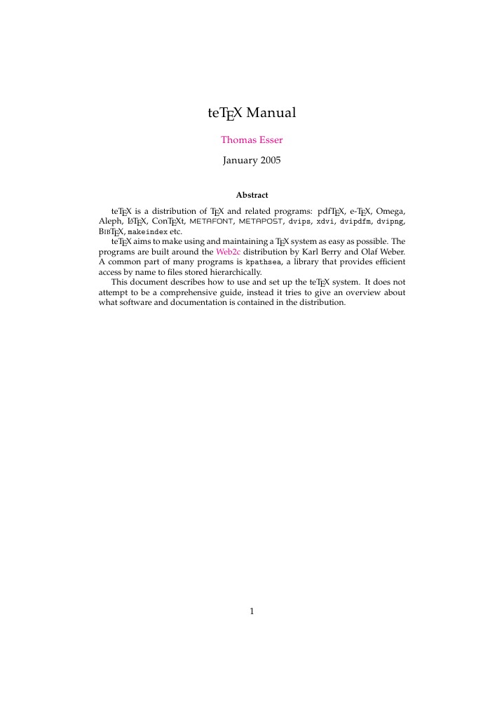 Tetex Manual: Thomas Esser | PDF | Te X | Portable Document Format