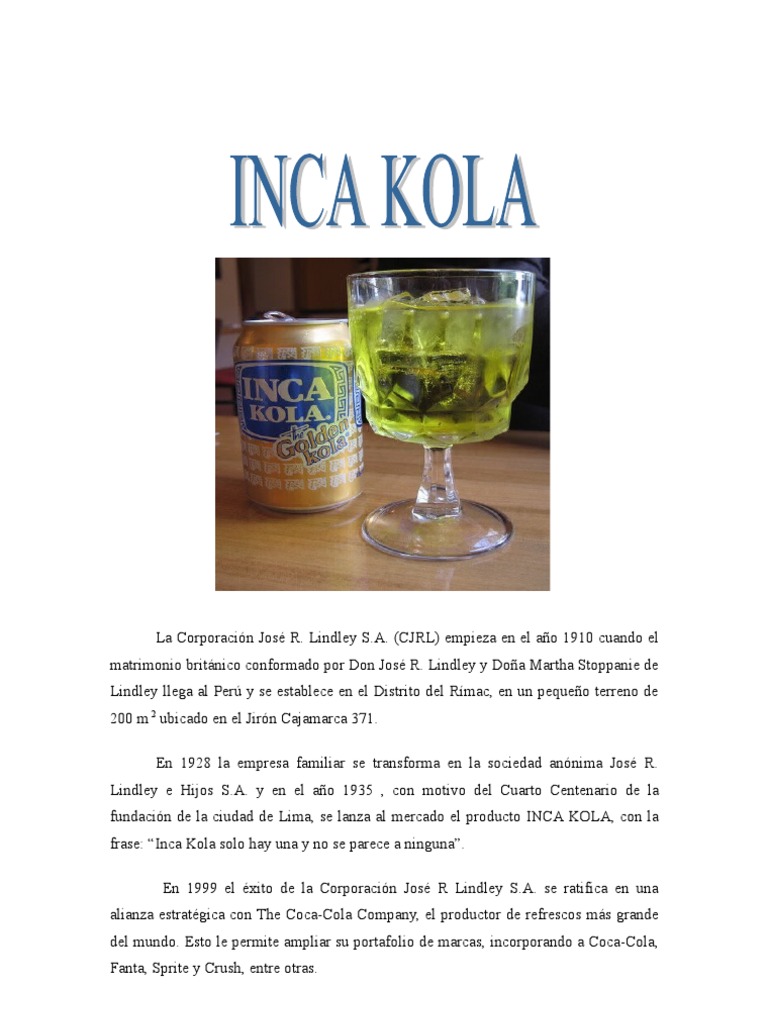 Inca Kola | PDF | Refresco | Coca Cola