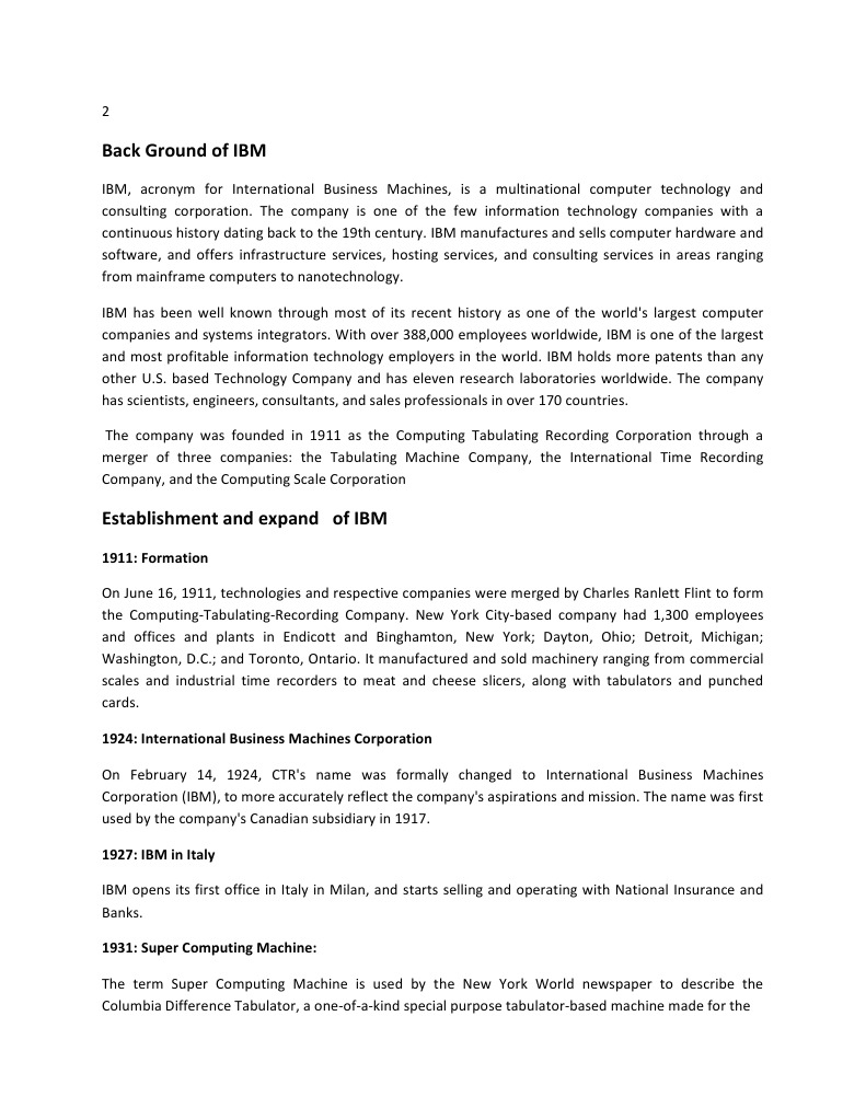 Back Ground of IBM: 1911: Formation | PDF | Ibm | Personal Computers