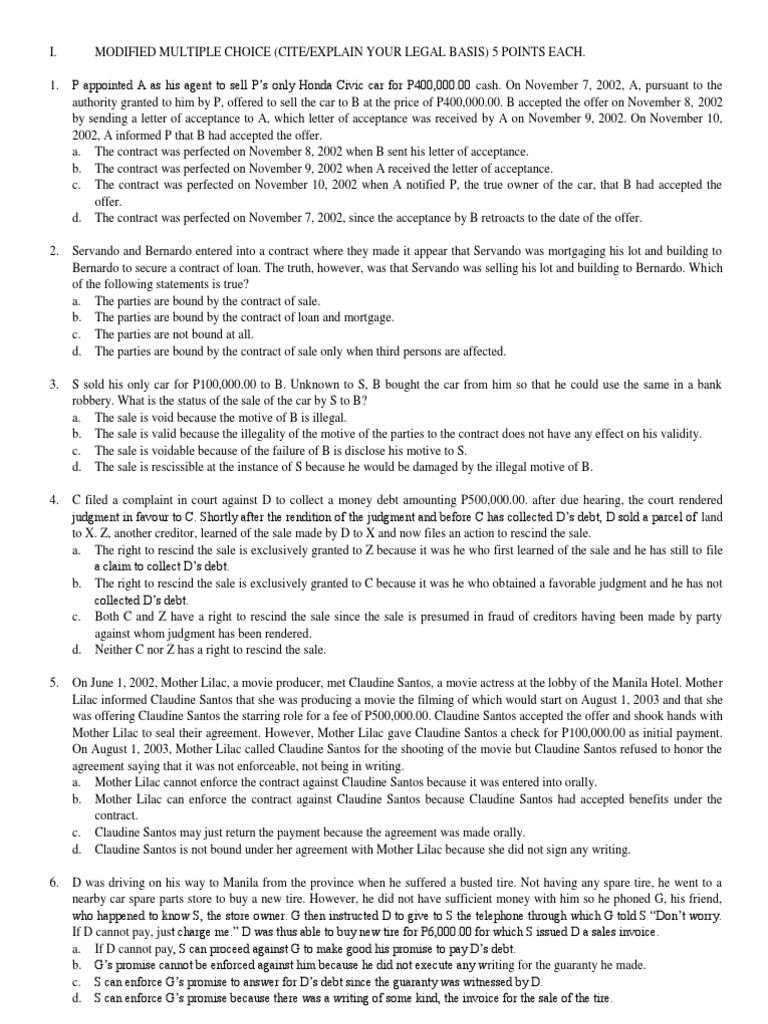 Modified Multiple Choice | PDF | Rescission | Annulment