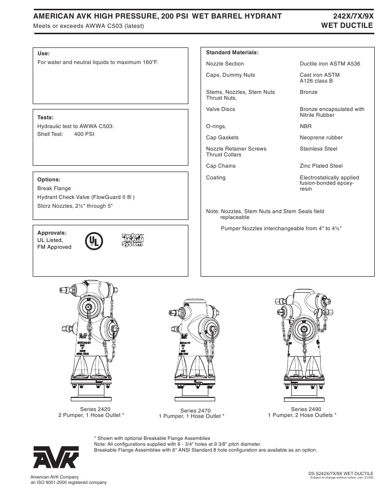American AVK Company Model 2490 - Hydrant | PDF | Nut (Hardware) | Nozzle