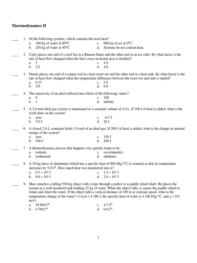 Thermodynamics II | PDF | Heat | Engines