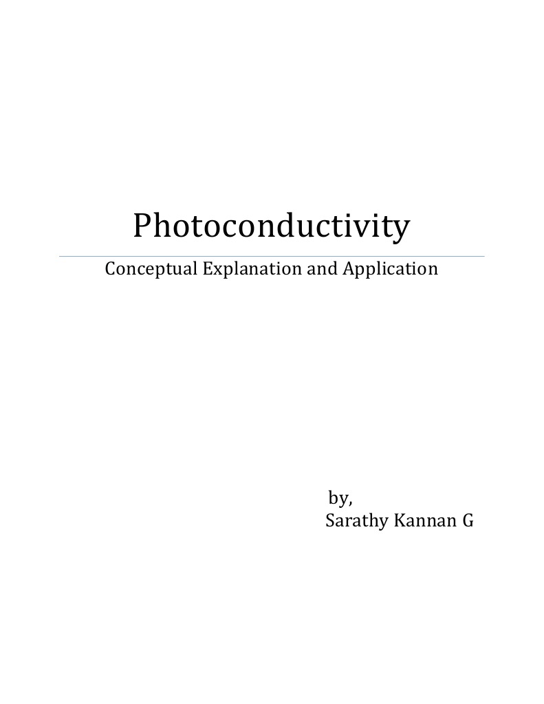 Photoconductivity | Materials Science | Applied And Interdisciplinary ...