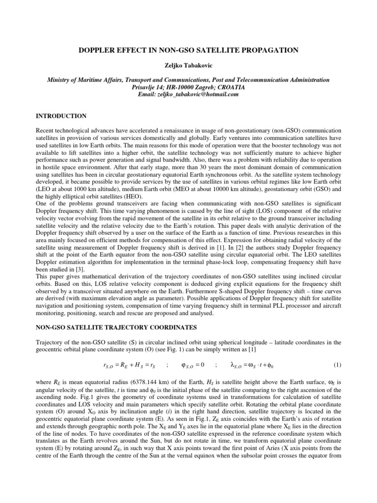 Doppler Effect | PDF | Satellite | Orbit