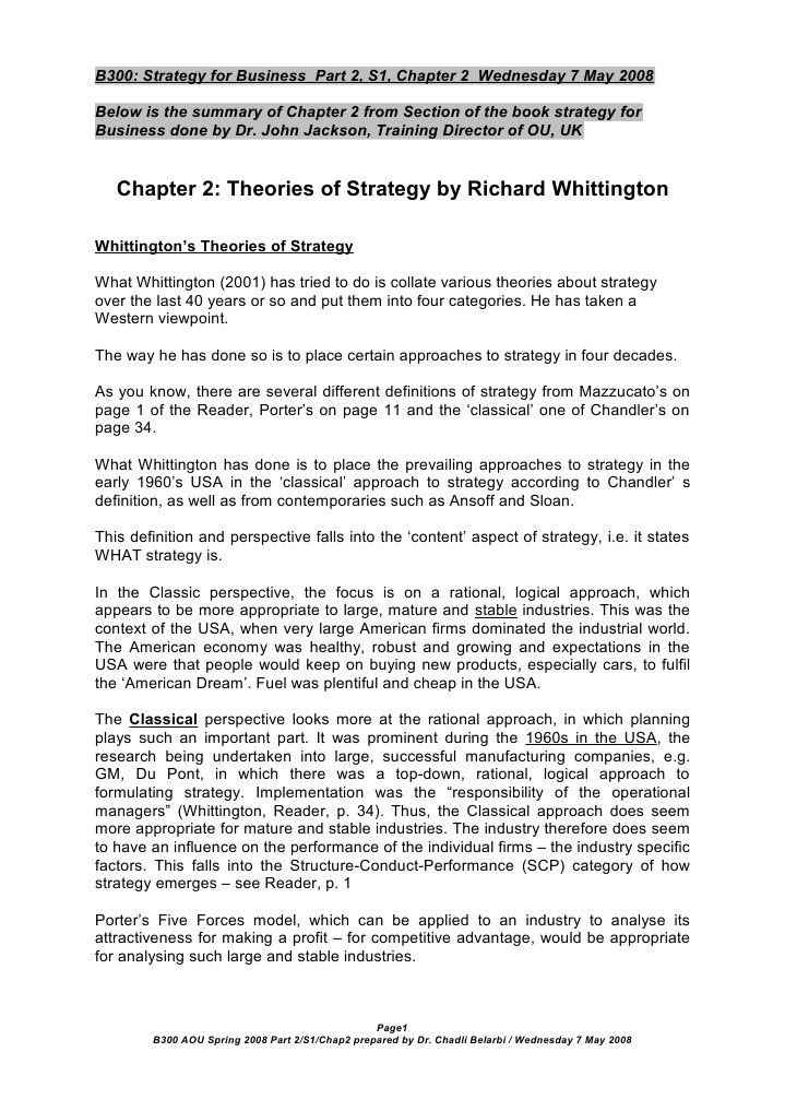 Whittington's Approach To Strategy | PDF | Strategic Management ...