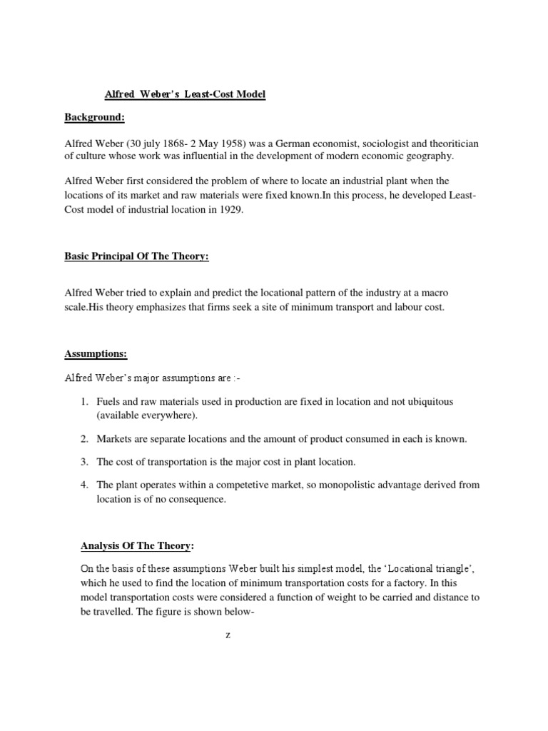 Alfred Weber's Least-Cost Model | Download Free PDF | Economics | Economies