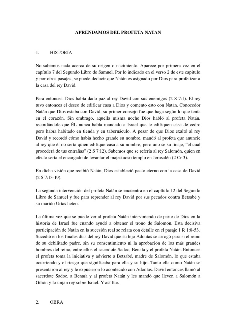 Aprendamos Del Profeta Natan | PDF | David | Solomons