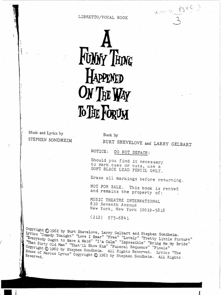 A Funny Thing Forum Script | PDF