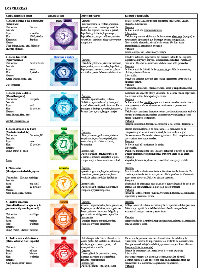 Funciones y Ubicación de los Chakras | PDF | Sistema digestivo humano ...