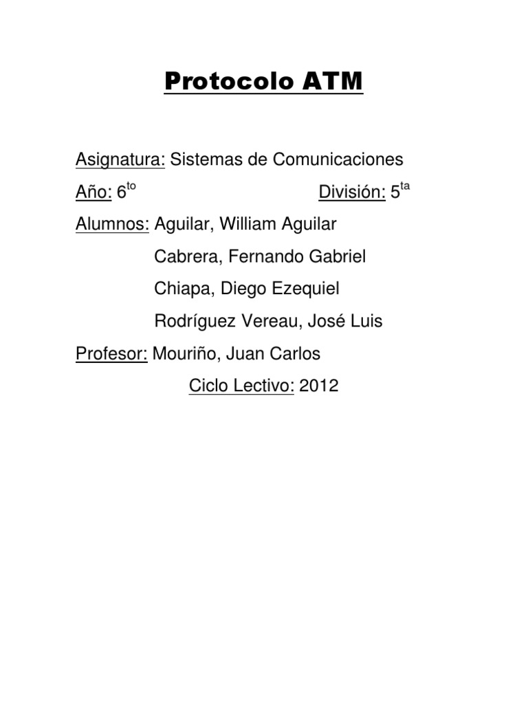 Protocolo ATM | PDF | Modo de Transferencia Asíncrona | Calidad de servicio