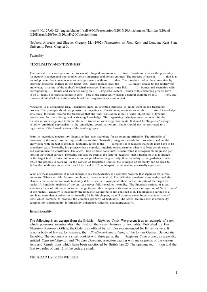 Seven Characteristics of Textuality: An Analysis of the Elements that ...