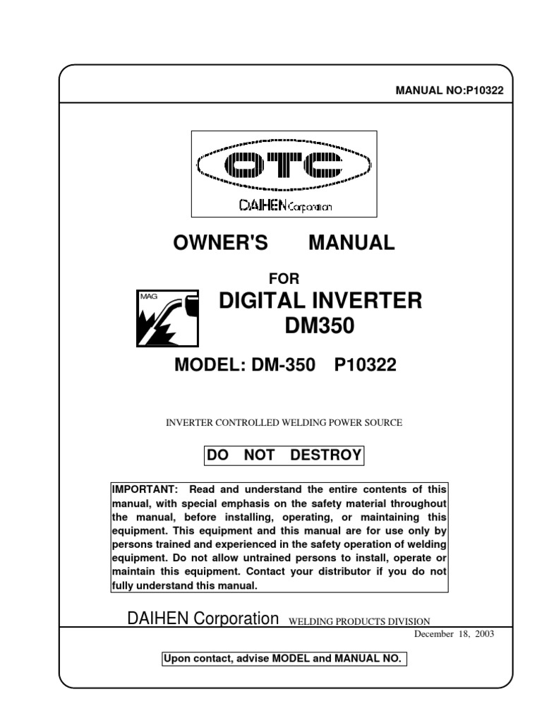 00 DM-350 Manual P10322-1 | PDF | Welding | Construction