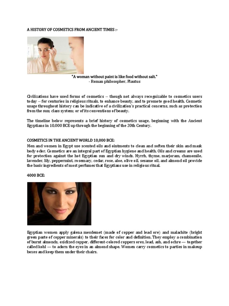 A History of Cosmetics From Ancient Times | PDF | Cosmetics | Nature