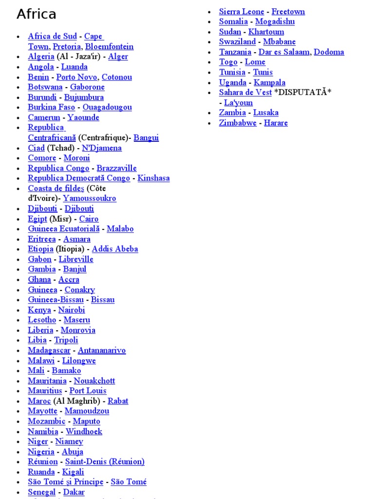 Toate Tarile Si Capitalele Lumii | PDF